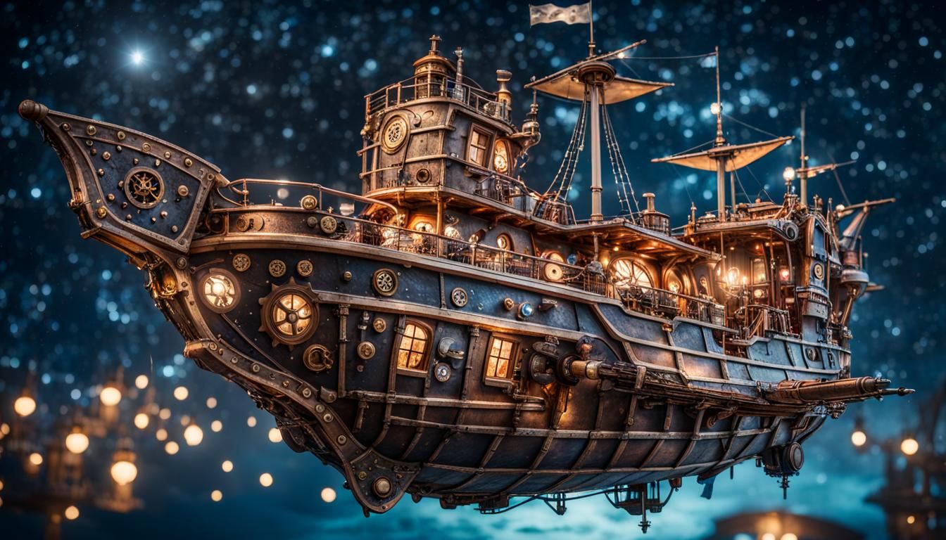 Steampunk space boat - AI Generated Artwork - NightCafe Creator