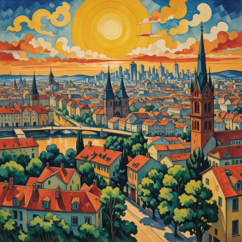 Surreal Solarpunk Cityscape in Vibrant Colors - AI Art