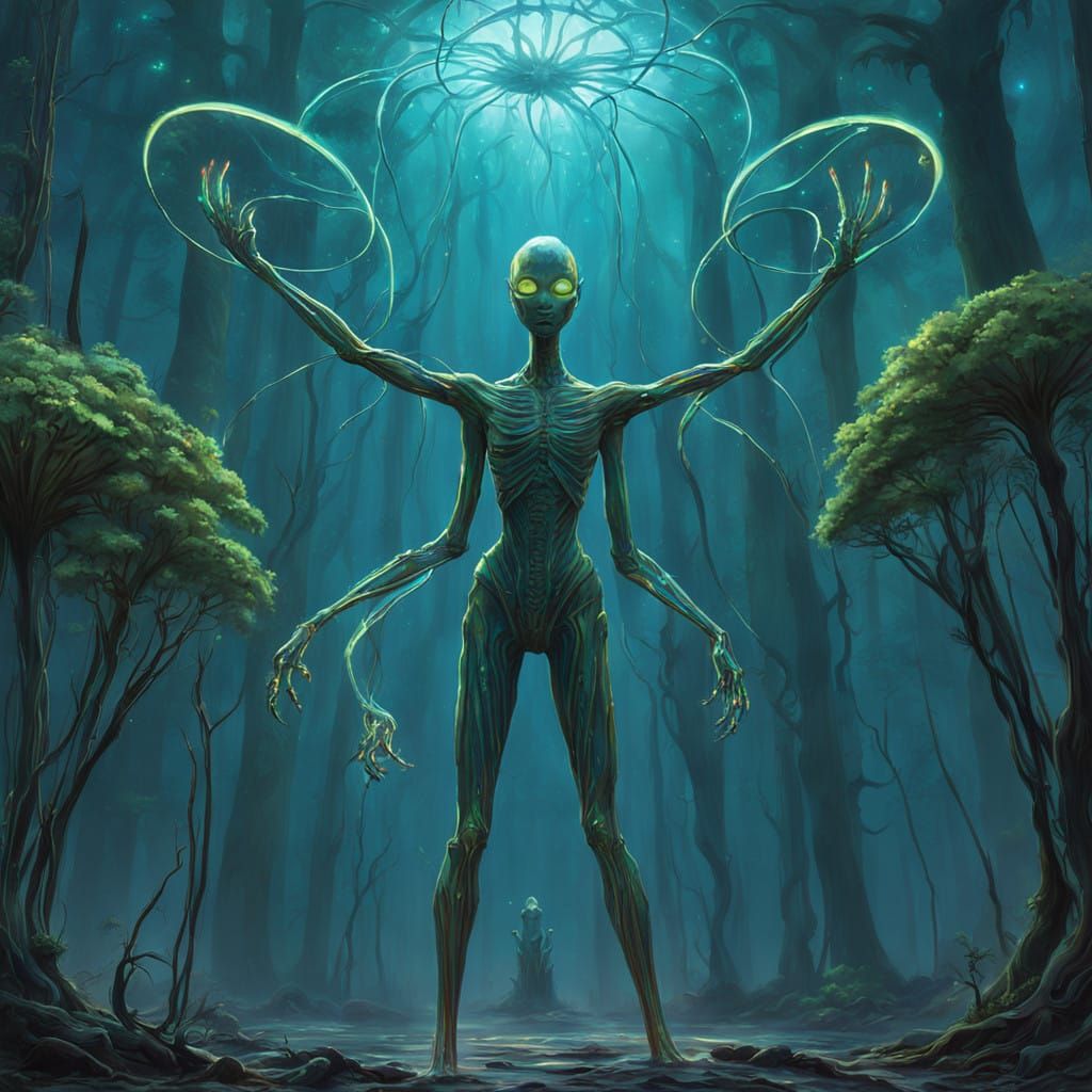 Ethereal Alien Being in a Mystical Realm - AI Art