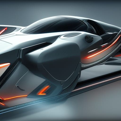 a futuristic super car with super model design in an unimaginable trace ...