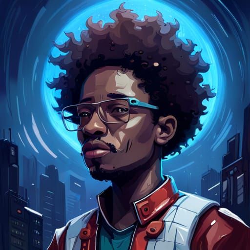 a portrait of cute Afro punk scientist Tamarin a highly intricate and ...
