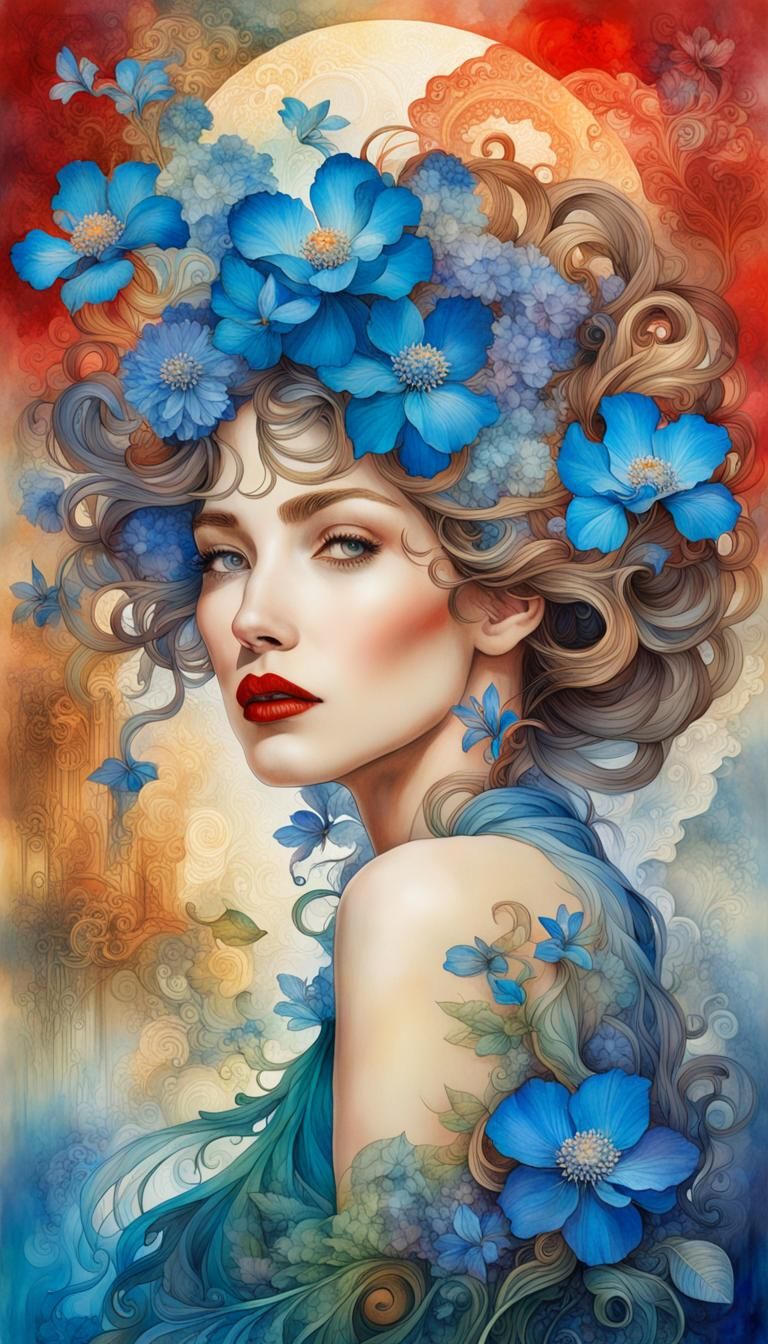 Beautiful woman, double exposure Conceptual art collage Josephine Wall ...