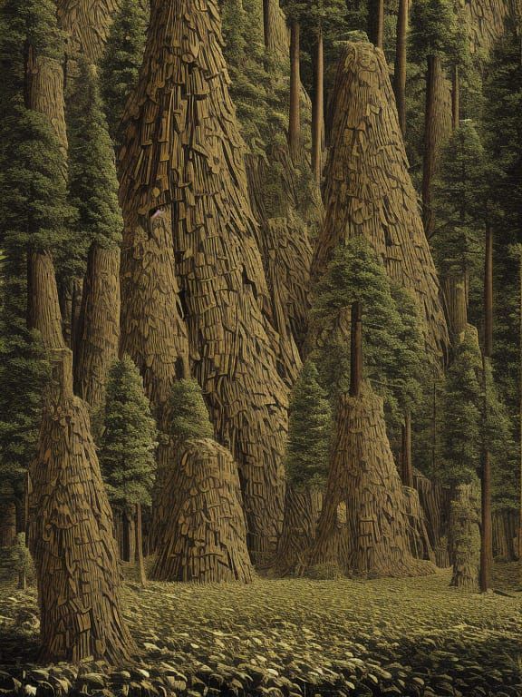 Collage Art, A Tree Made Out of Thousands of Tiny Log Cabins ...