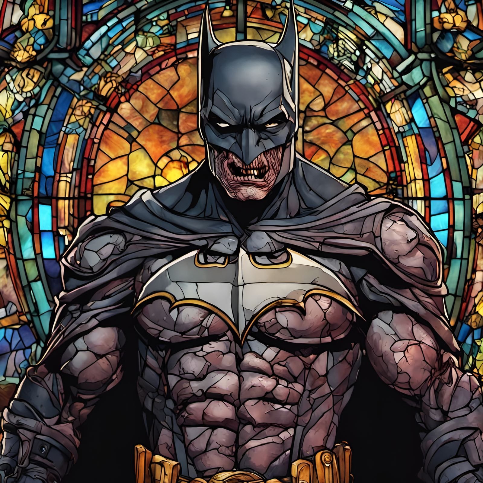 Stained glass zombie Batman - AI Generated Artwork - NightCafe Creator