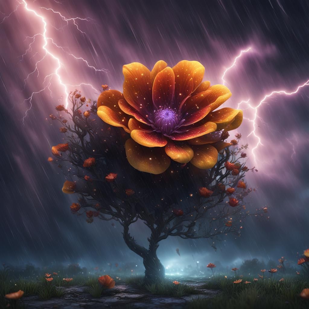 Flower in a storm - AI Generated Artwork - NightCafe Creator