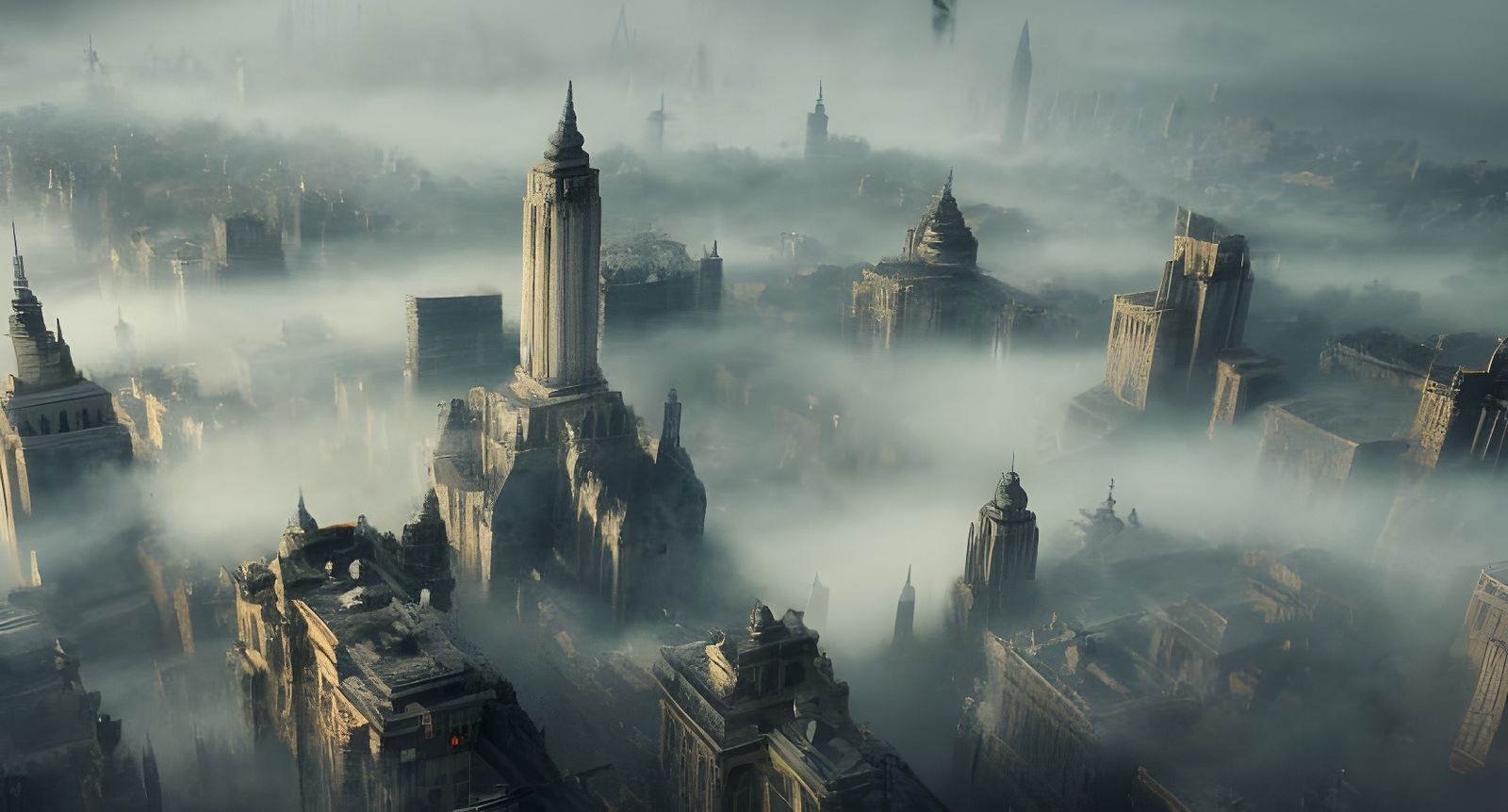 City in the mist - AI Generated Artwork - NightCafe Creator