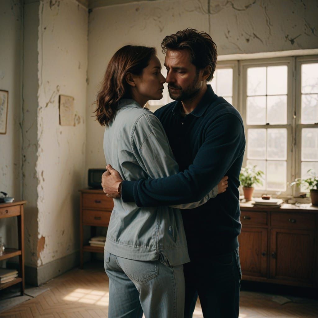 Intimate Moment in a Domestic Setting - AI Art