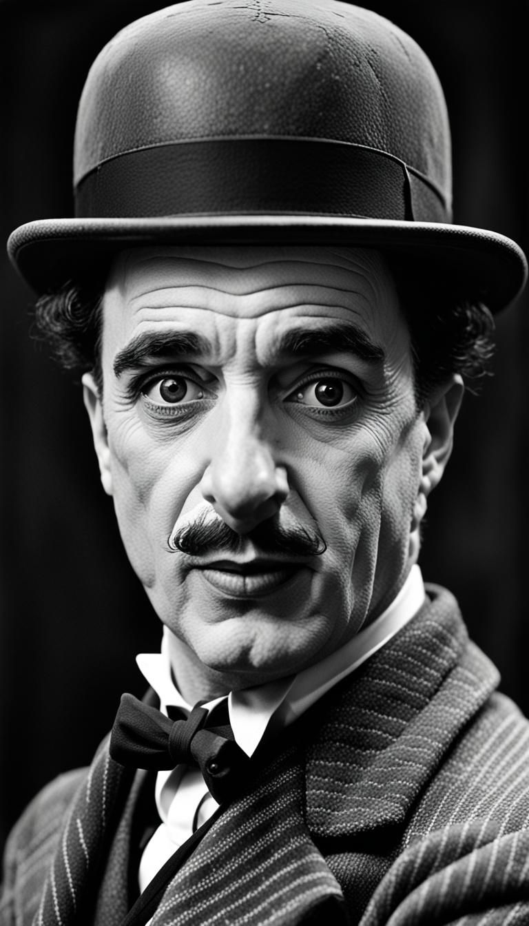Charlie Chaplin Tramp Portrait - AI Generated Artwork - NightCafe Creator
