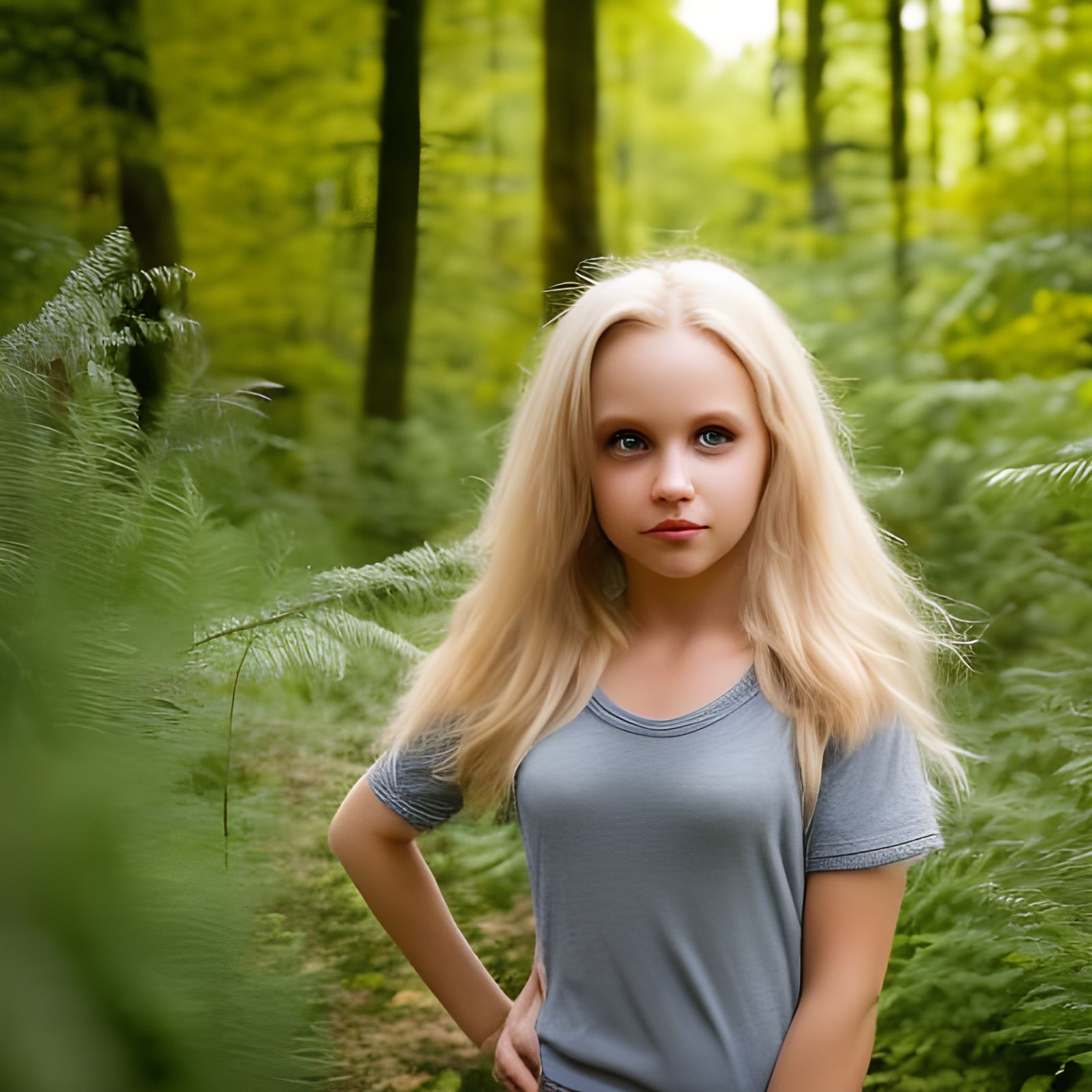 petite blonde in Wisconsin forest - AI Generated Artwork - NightCafe ...