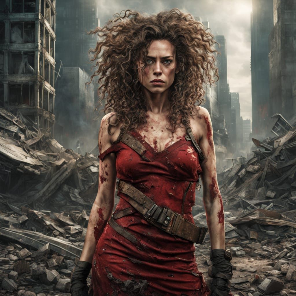 Surreal Post-Apocalyptic Portrait of a Strong Woma... - AI Art