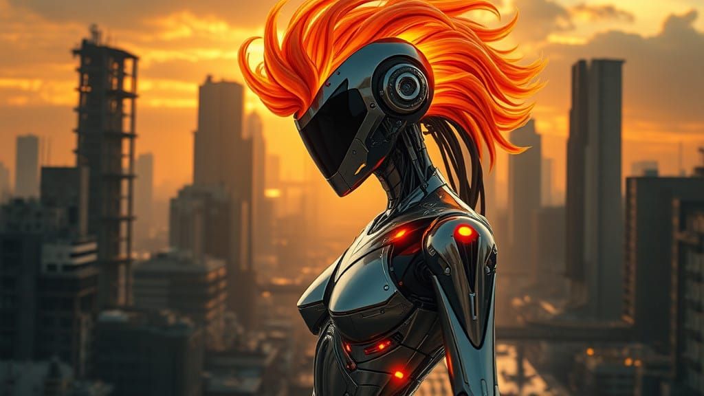 masterpiece ,(humanoind robot), up, 1girl, slender, very long hair ...