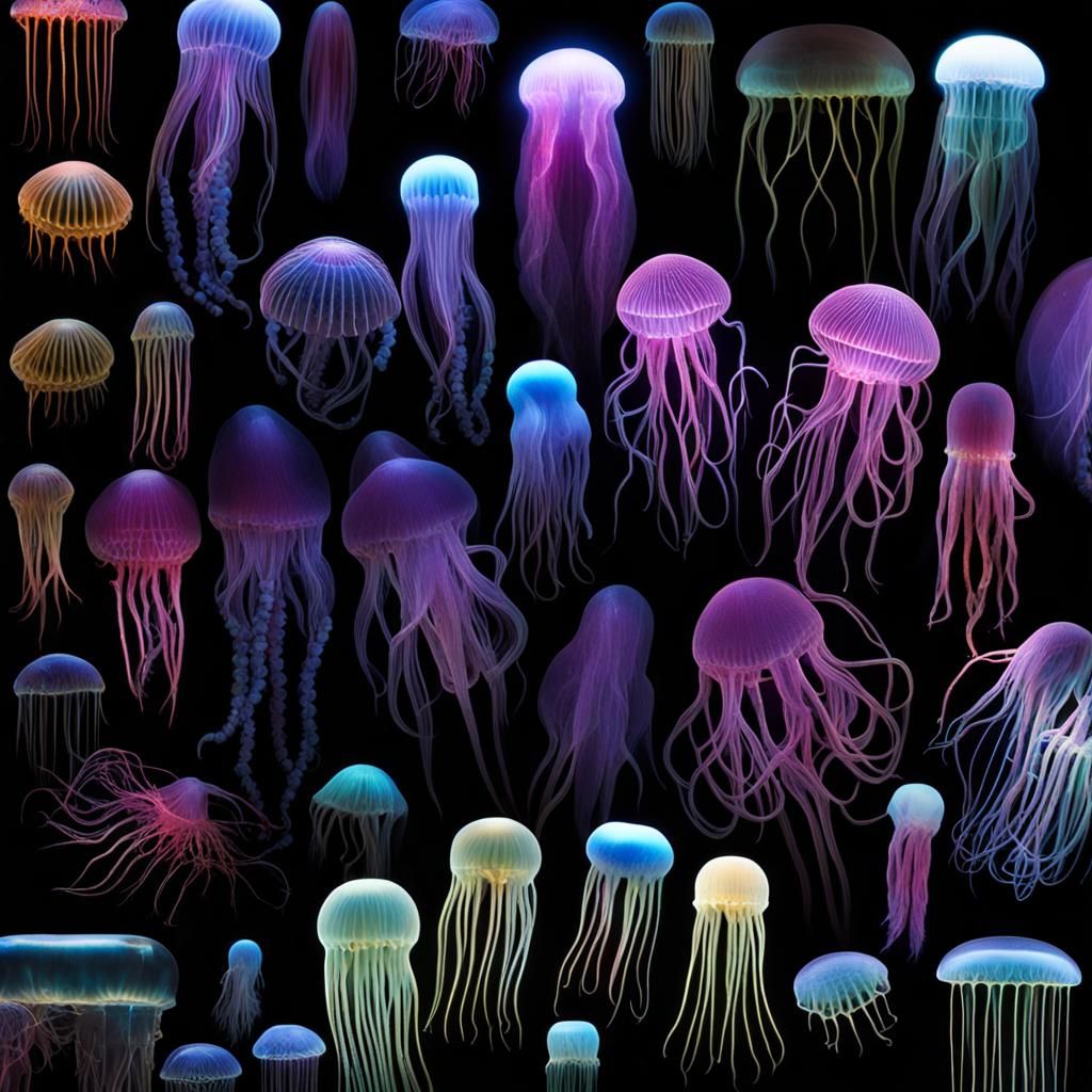 Bioluminiscent deiopea-comb-jelly - AI Generated Artwork - NightCafe ...