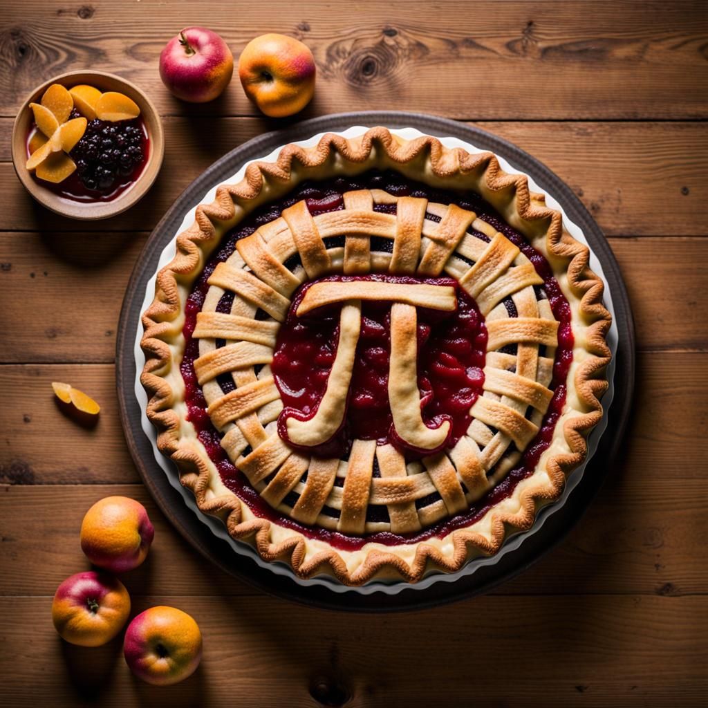 pie with a giant Pi made from crust in the center, π made from the pie ...