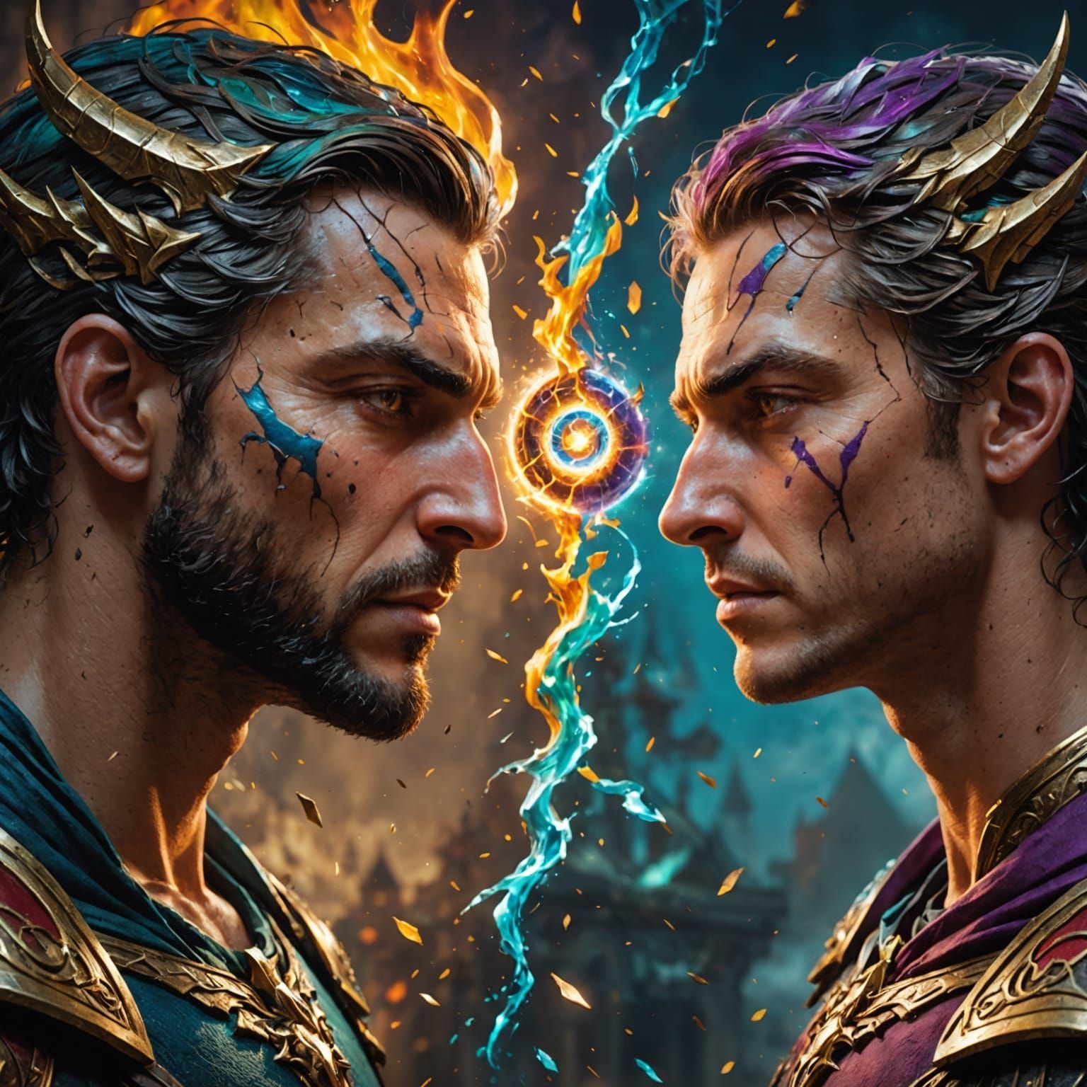 Ethereal Poet Confronts Magical Incantation in Vib... - AI Art