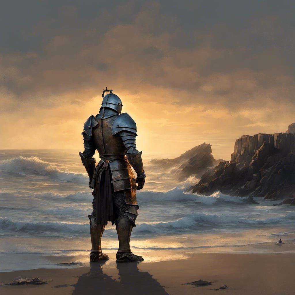 Knight in the fading light of the evening sun - AI Generated Artwork ...