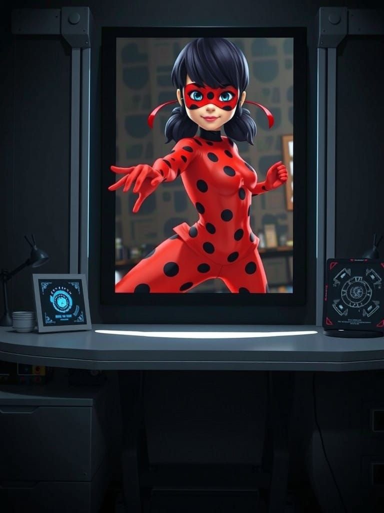 Futuristic Ladybug in Anime-Style Frame - AI Art