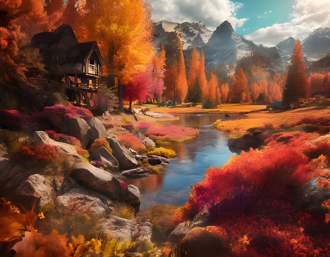 SDXL “Vibrant Autumn” @tdraw_ai_art landscape vista - AI Generated Artwork - NightCafe Creator