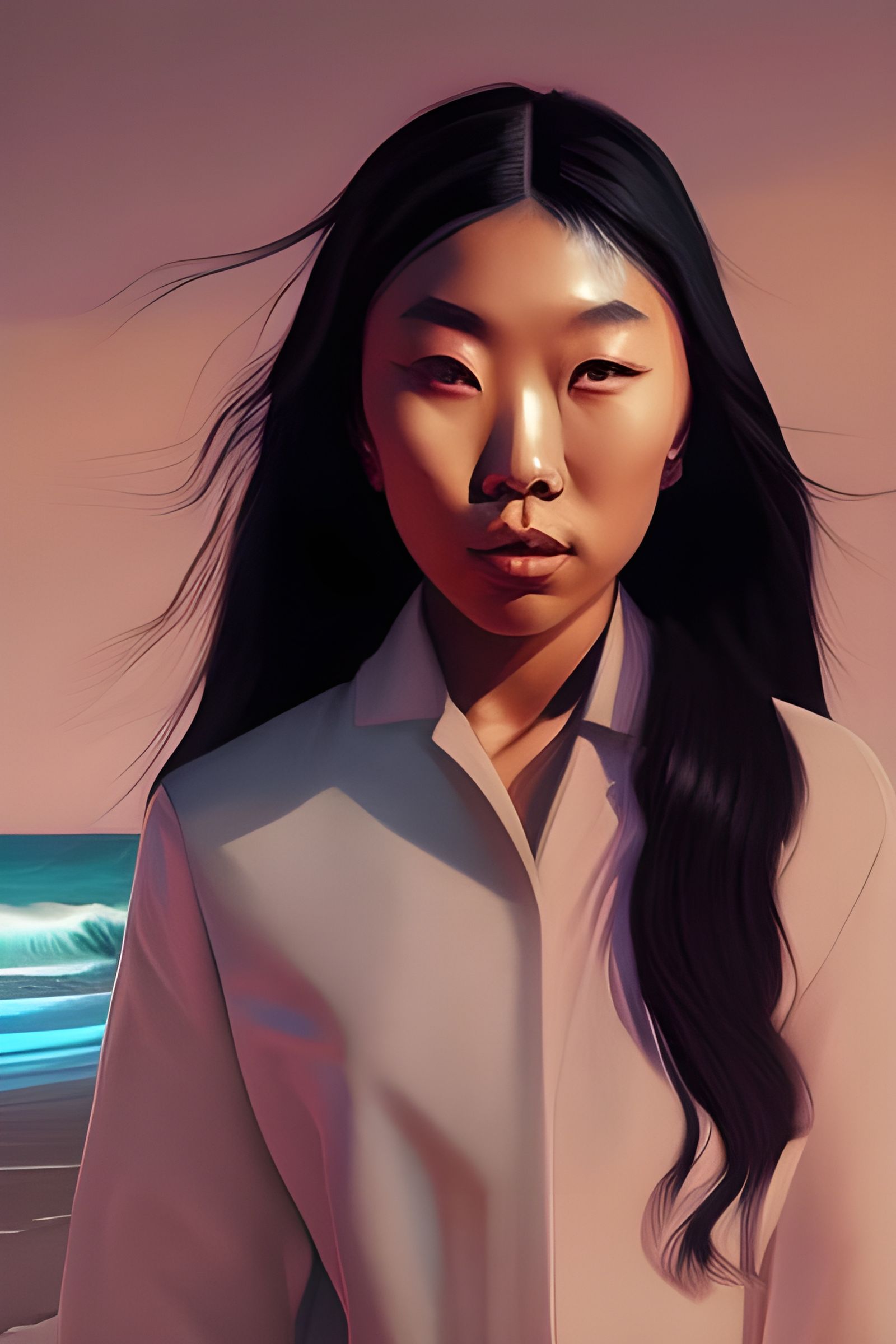 Awkwafina At The Beach - AI Generated Artwork - NightCafe Creator
