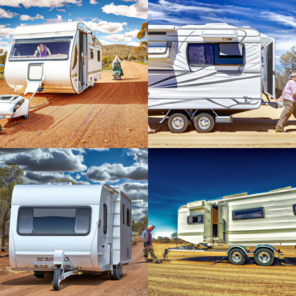 Man (Geoff) & Wife (Terrye) towing a brand new stylistic white caravan ...