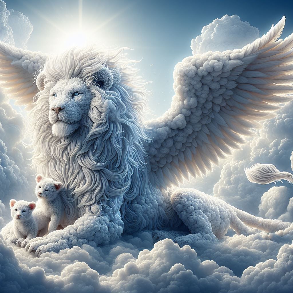 Majestic Cloud Lion and his Babies Ruling the Skies - AI Generated ...