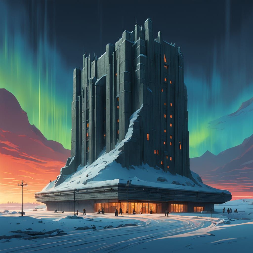 If Winterfell had a brutalist architecture. Nighti... - AI Art
