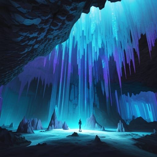 Breathtaking Cave Scenery with Stalactites, Stalag... - AI Art