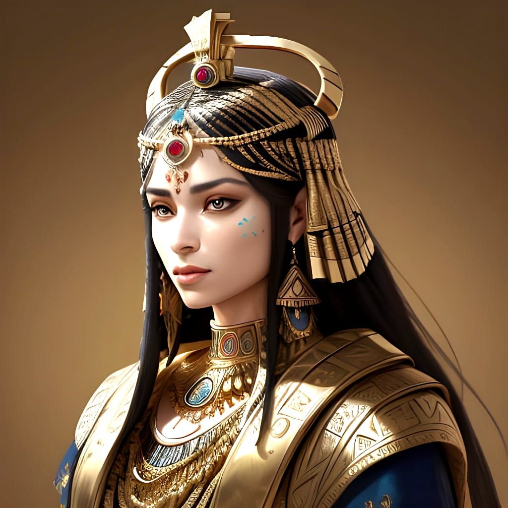 retrato cleopatra - Cleopatra Portrait in Vibrant Triadic C...