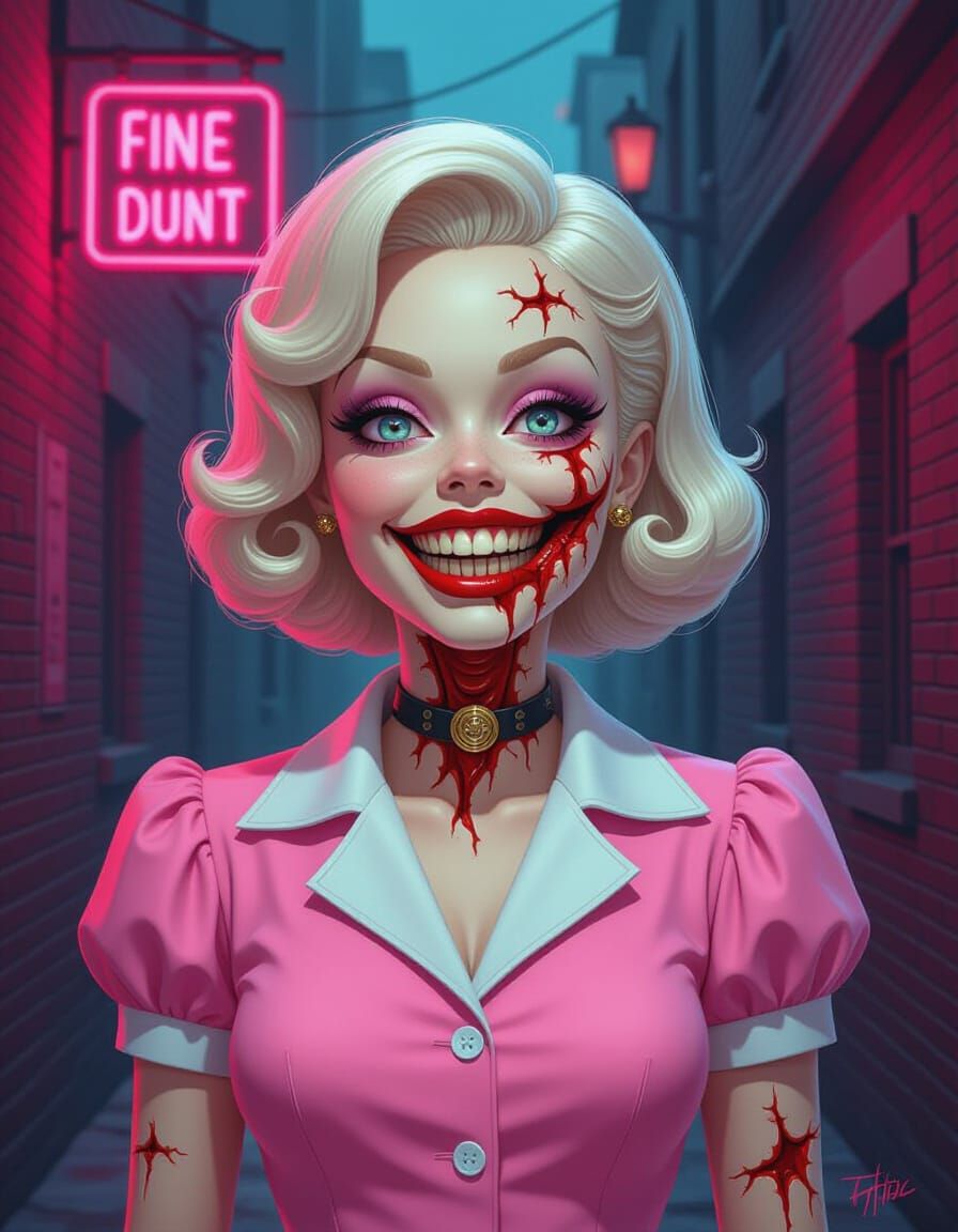 Madame Dents-de-Lait. - Grotesque Doll Supervillain in Neon ...