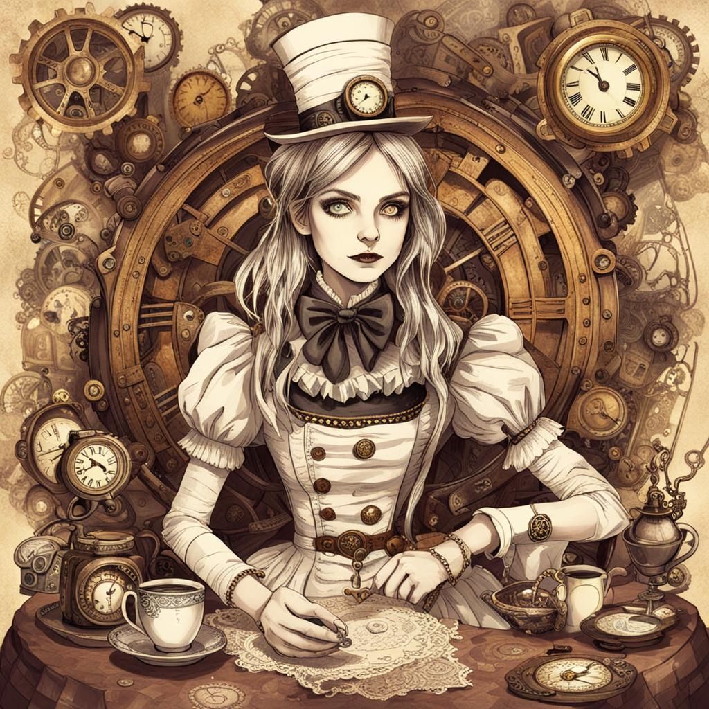 Steampunk Alice in Wonderland - AI Generated Artwork - NightCafe Creator