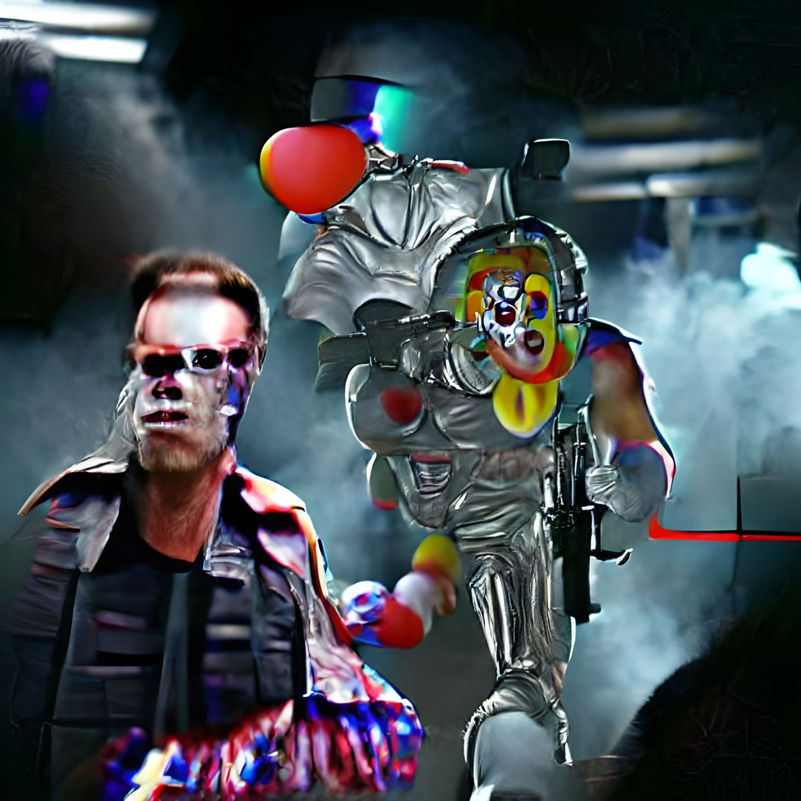 The clown is actually a Terminator - AI Generated Artwork - NightCafe ...