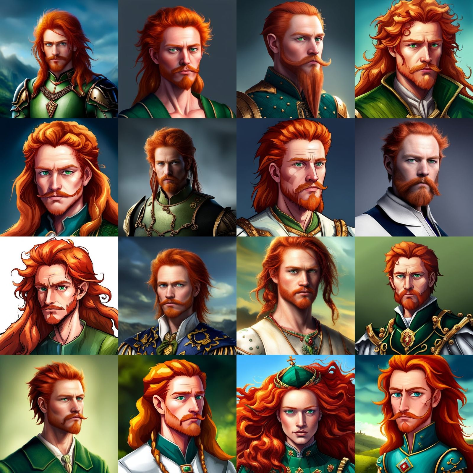 royal redhead with freckles and green eyes red goatee and mustache, the ...