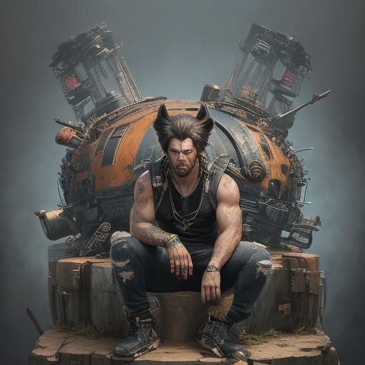 Chibi Heavy Metal Bear in Vibrant Oil Painting - AI Art