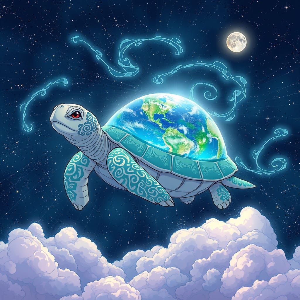 Ethereal Tortoise Carries Earth Through Cosmos - AI Art