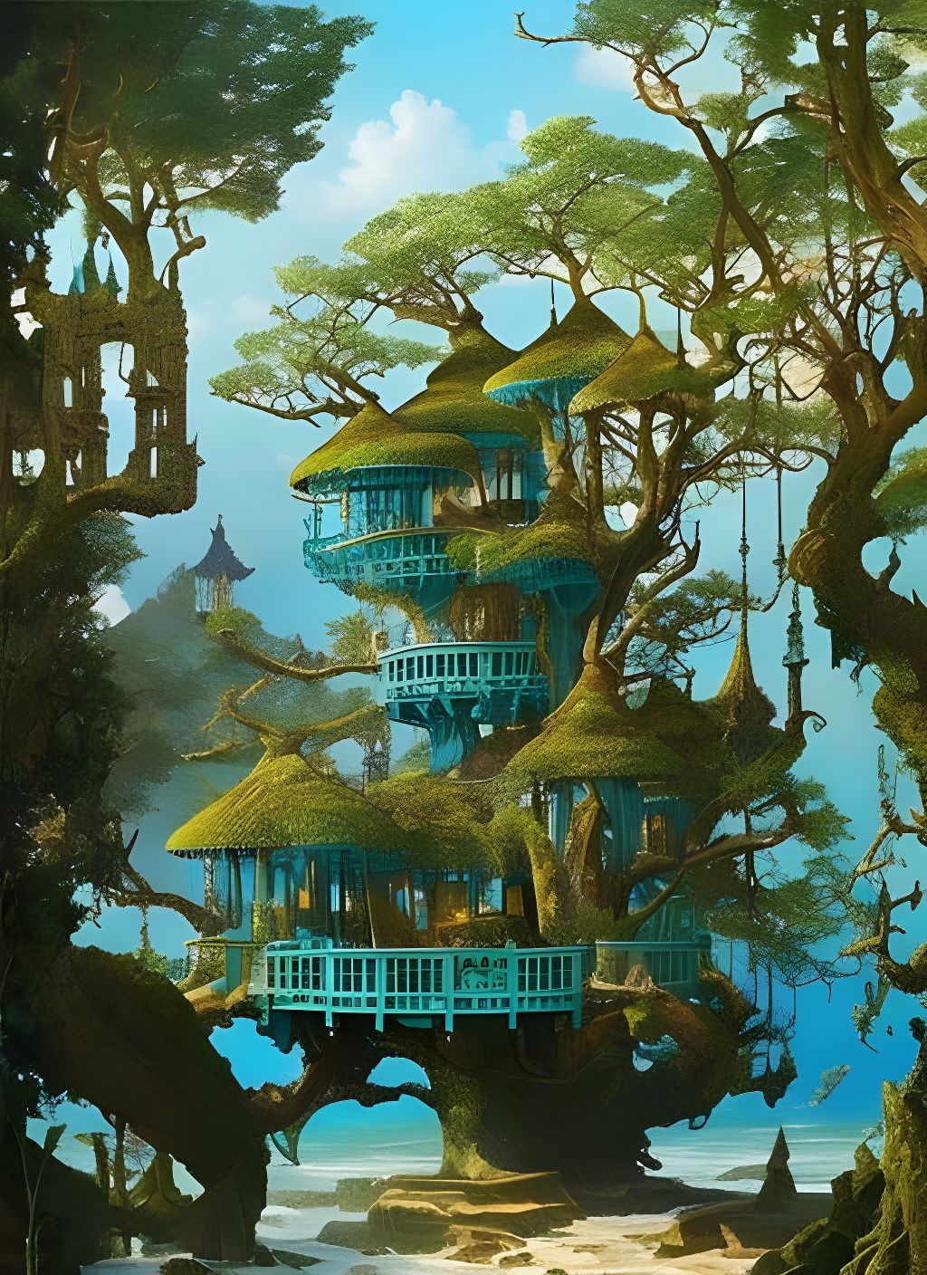 The Teal Cottage II - AI Generated Artwork - NightCafe Creator