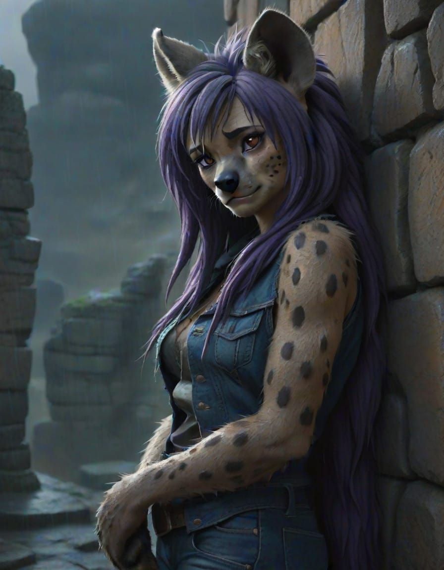 Scuzzy in the Ruins - Ancient Ruins Goddess in a Rainstorm