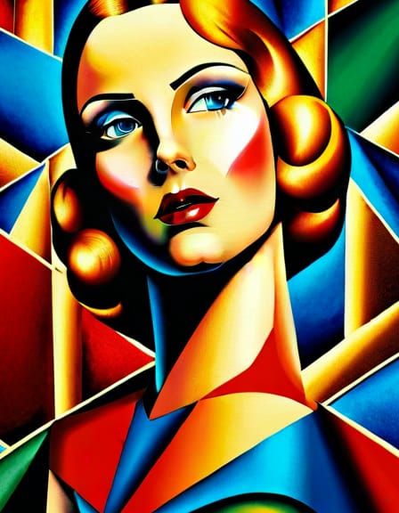Tamara de Lempicka metropolis geometric background newsprint splashed ...