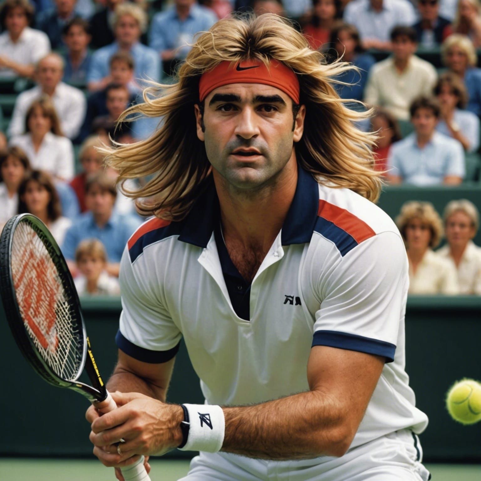 Andre Agassi making the mullet great again in 1990 - AI Generated ...