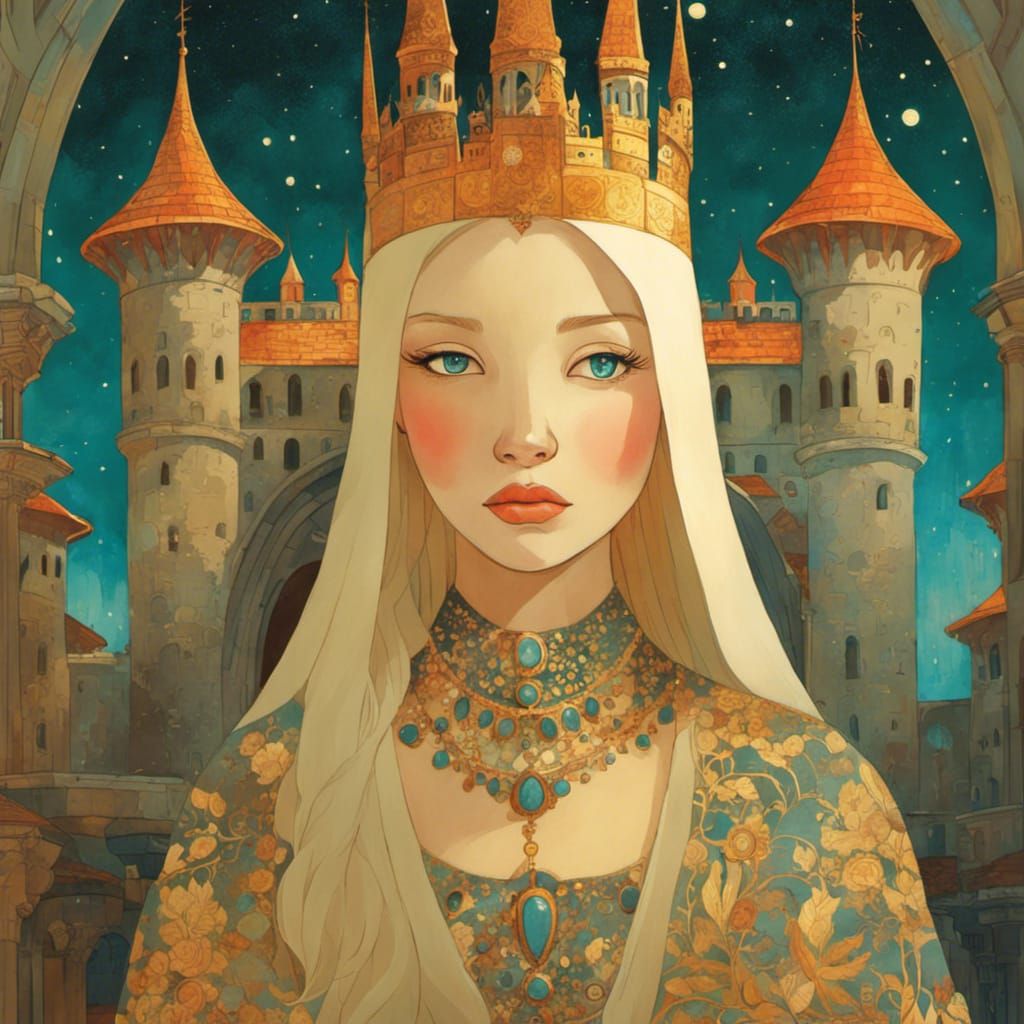 Close up of A beautiful moody princess inside a medieval castle by ...