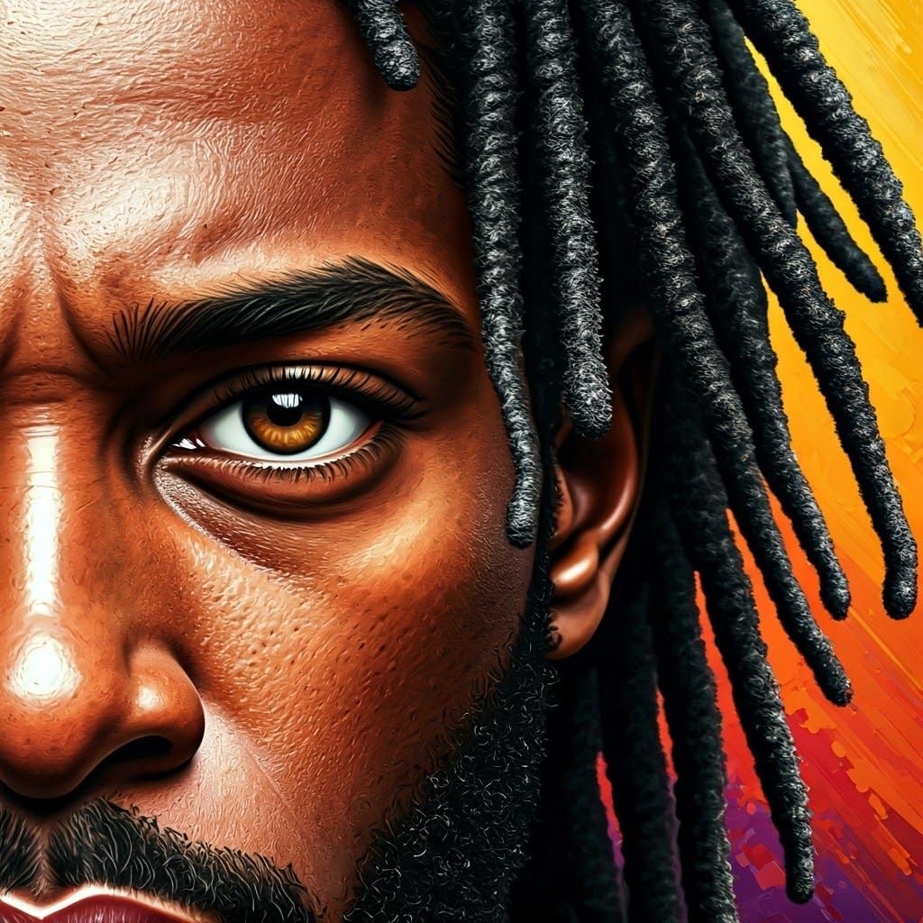 A King's Vision - Hyperrealistic Close-Up of Man with Dreads
