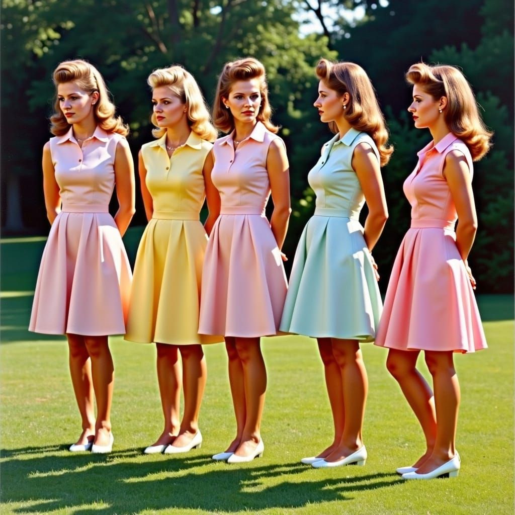 Morning on the Lawn - Stepford Wives: Pastel Dresses on Sunn...