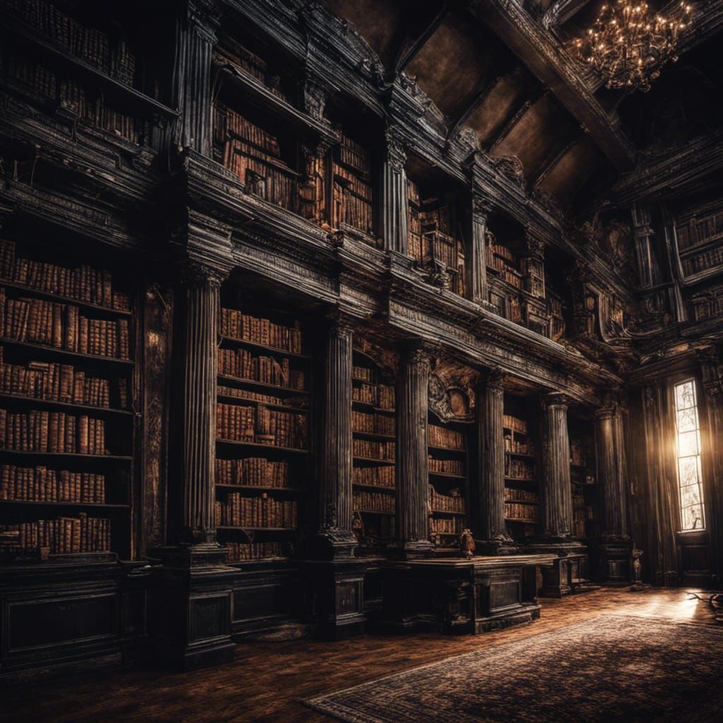 the dark library horror - AI Generated Artwork - NightCafe Creator