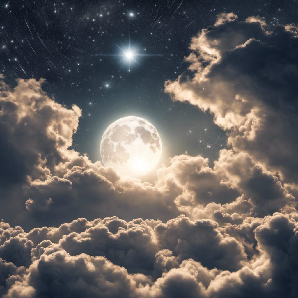 celestial image from the Earth of the moon, the sun and a universe full ...