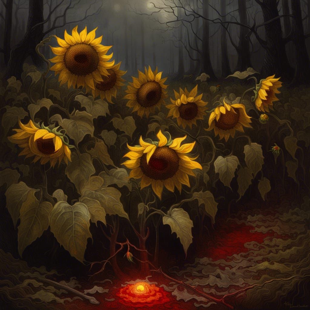 Withered away sunflowers - AI Generated Artwork - NightCafe Creator