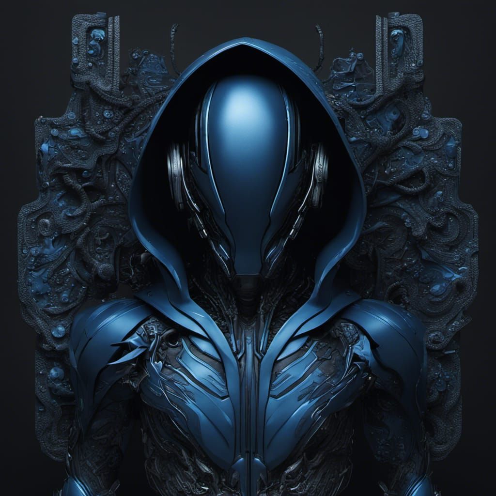 black and blue faceless android, logo/pfp, organic hyper realistic ...