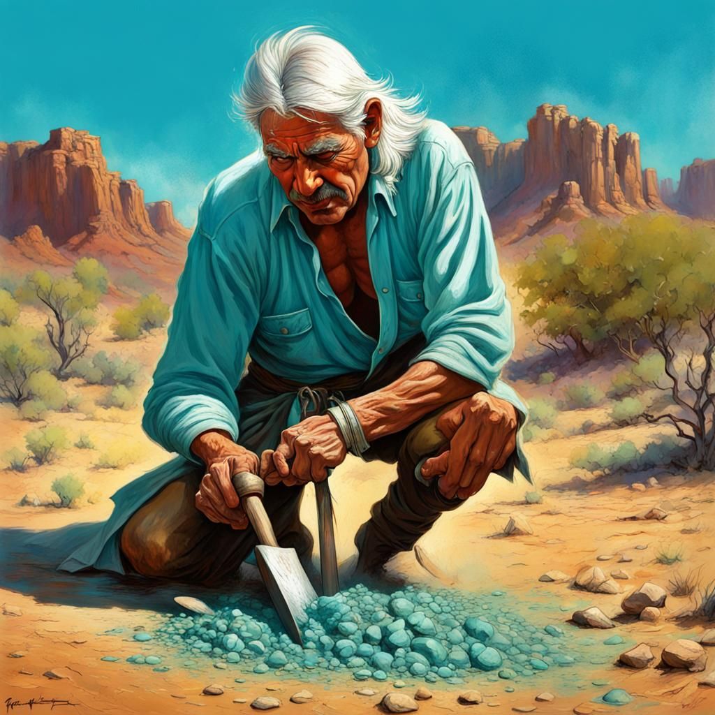 Digging for Turquoise - AI Generated Artwork - NightCafe Creator