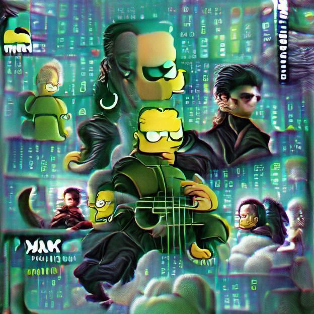 Simpsons in Matrix cover - AI Generated Artwork - NightCafe Creator
