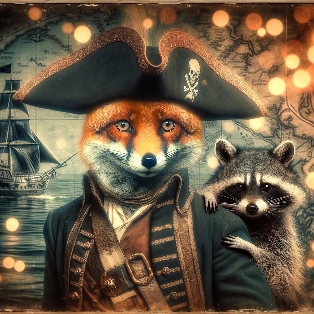 Fox Captain with raccoon. - AI Generated Artwork - NightCafe Creator