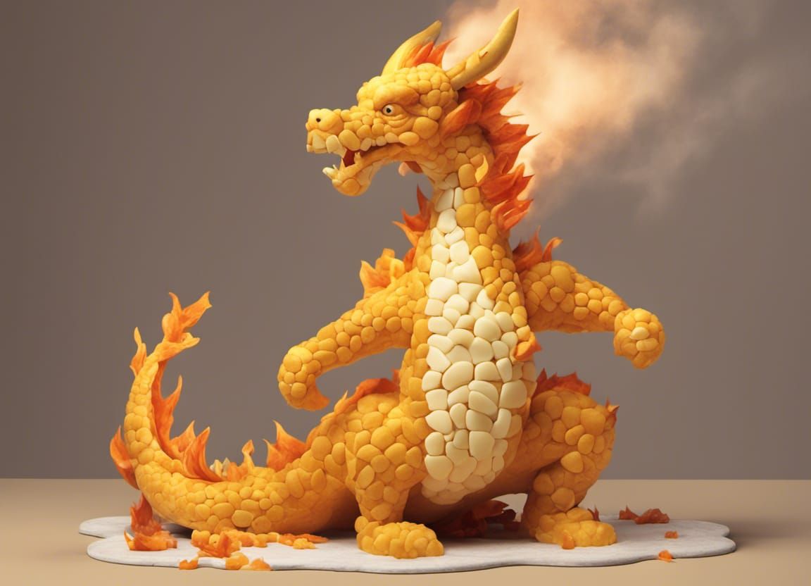 Fire breathing Cheese Dragons are quite endangered - AI Generated ...