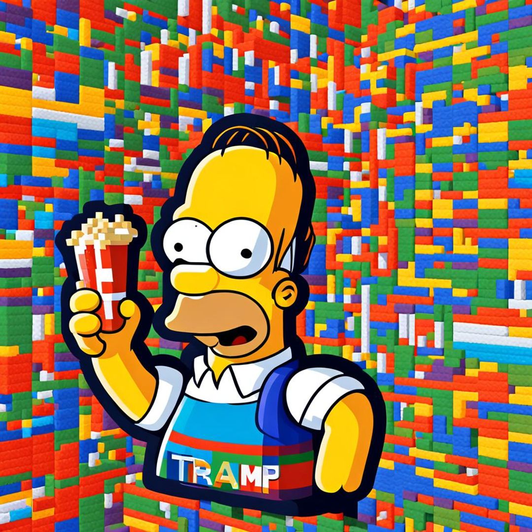 A donaldtramp and Simpsons simple pixelated cool ,vibrant colors ...