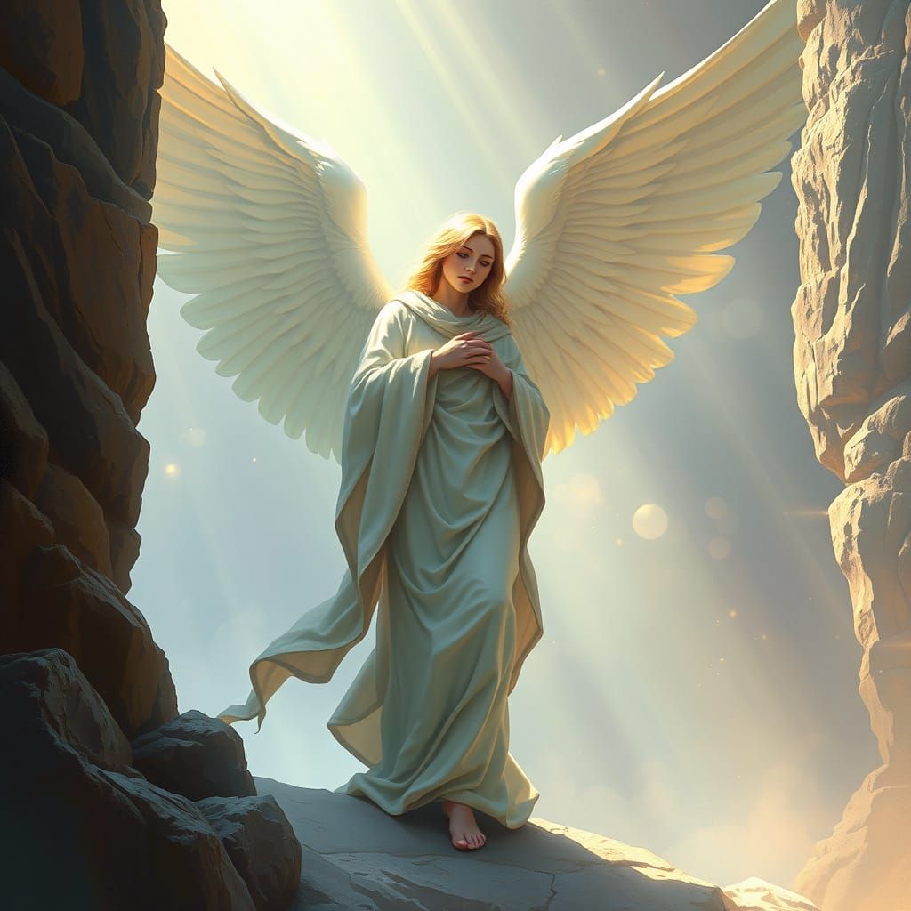 The Angel On The Rocks - Angel at the Threshold in Dreamy, E...